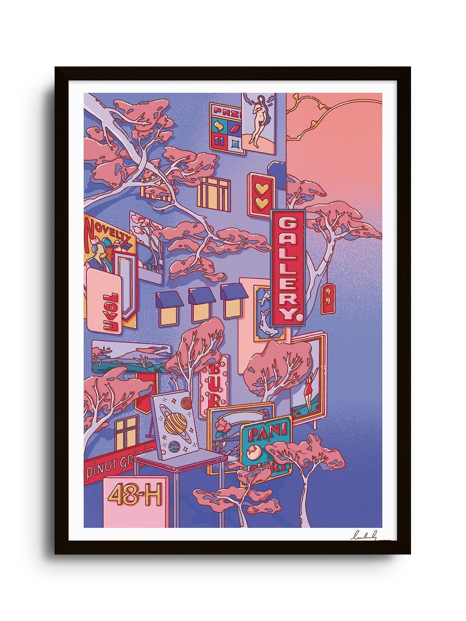 Retro Illustration Art Print - Forest of Consumables I by Laurenleely | East Side Studio London