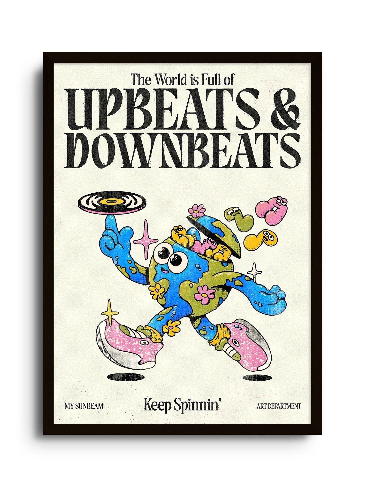 Whimsical Cartoon Art Print - Upbeats & Downbeats by My Sunbeam | East ...