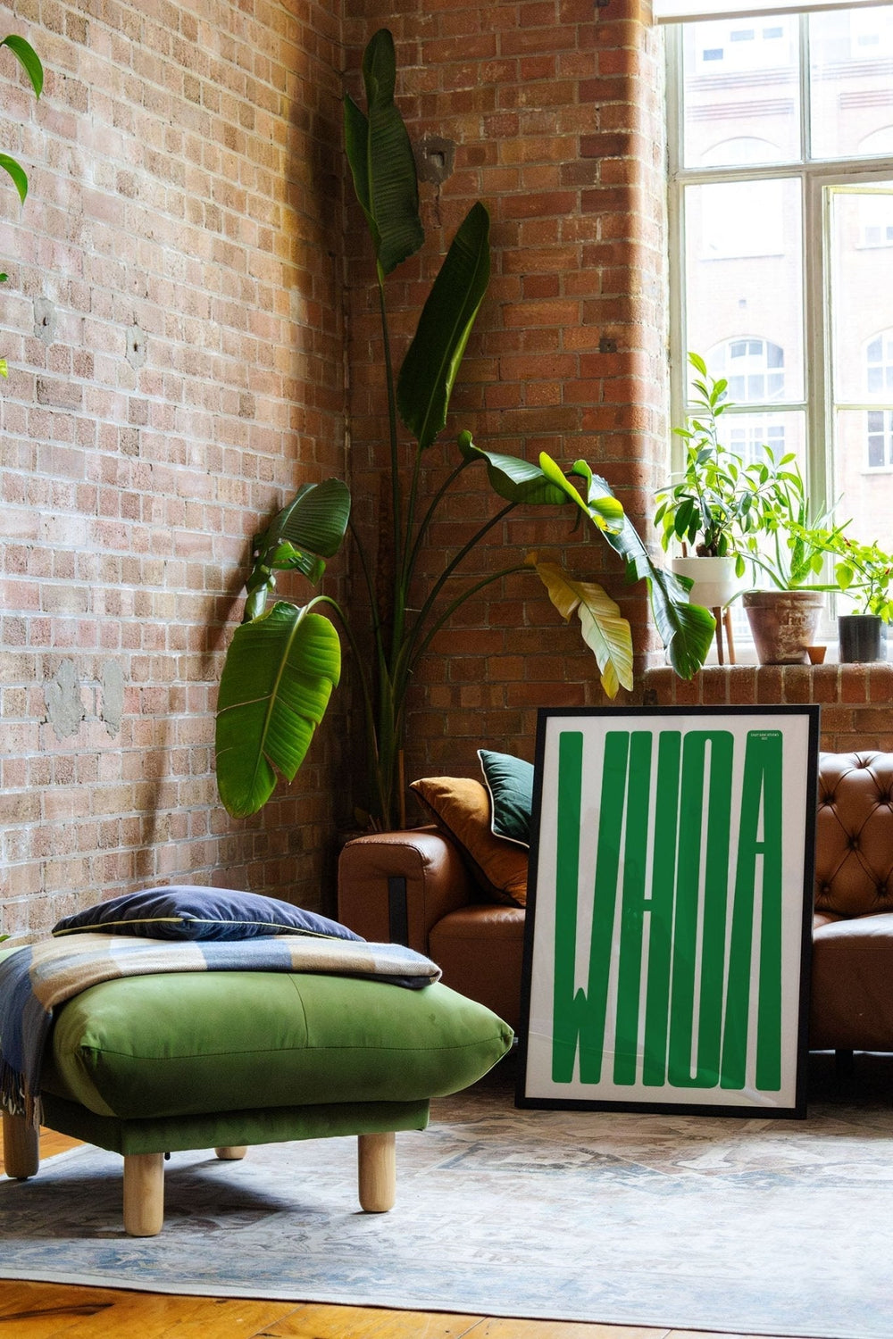 Bold Typography Art Print - WHOA - Fern Green| East Side Studio London